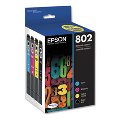 Epson 802 T802120BCS New DURABrite Black/Cyan/Magenta/Yellow Standard ...