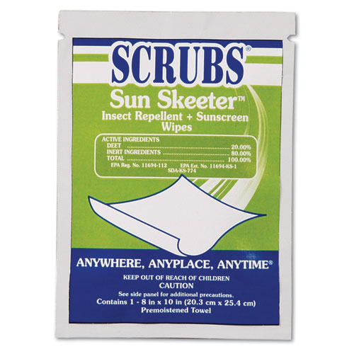Scrubs Sun Skeeter Insect Repellent/Sunscreen Wipes, 100/Box ...