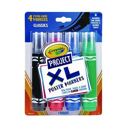 XL Poster Markers, Thin/Thick Chisel Tip, Assorted Classic Colors, 4 ...