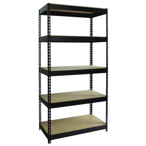Steel Shelving Unit with Particleboard Shelves, Five-Shelf, 36w x 18d x ...