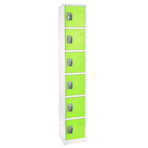 Steel Storage Locker, 6 Compartment, 12 x 12 x 72, Green - Zuma