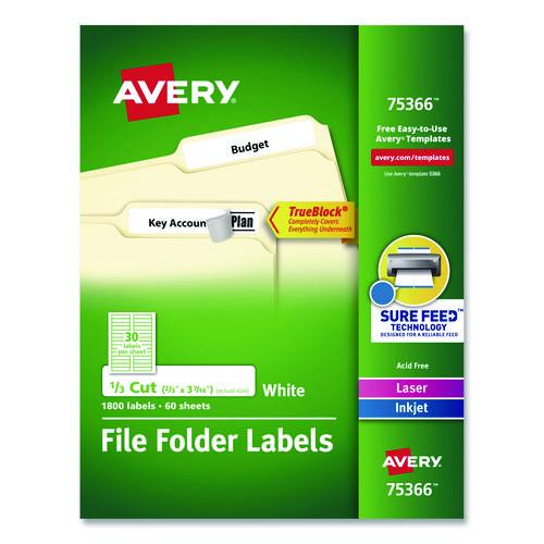 Permanent TrueBlock File Folder Labels with Sure Feed Technology, 0.66 ...