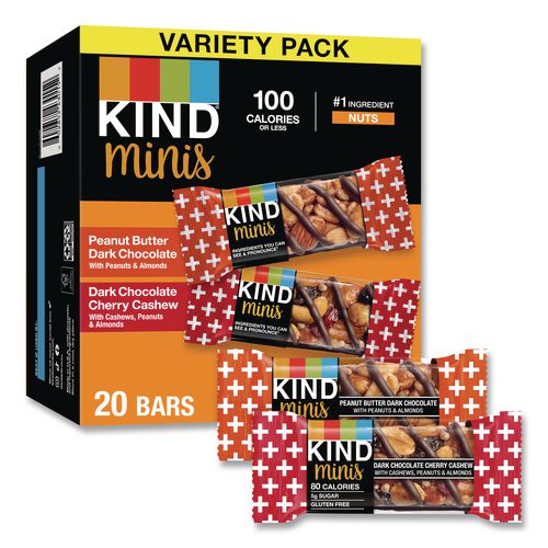 KIND Minis Peanut Butter Dark Chocolate and Dark Chocolate Cherry ...
