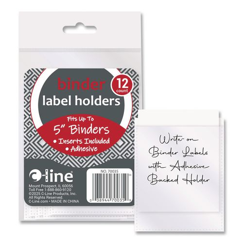 Self-Adhesive Ring Binder Label Holders, Top Load, 2.25 x 3.63, Clear ...