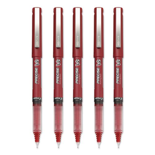 Pilot® Precise V5 Rollerball Pen, Stick, Extra-Fine 0.5 mm, Red Ink ...