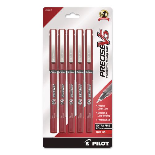 Pilot® Precise V5 Rollerball Pen, Stick, Extra-Fine 0.5 mm, Red Ink ...