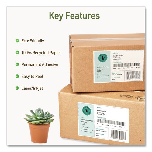 Avery® EcoFriendly Recycled Shipping Labels, Inkjet/Laser, 5.5 x 8.5 ...