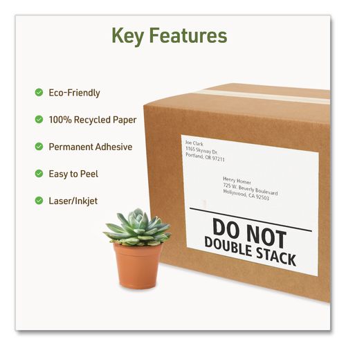 Avery® EcoFriendly Recycled Shipping Labels, Inkjet/Laser, 8.5 x 11 ...