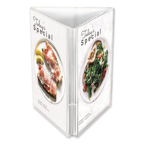 deflecto® Tabletop Three-Sided Sign Holder, 5 x 7 Insert, Clear ...