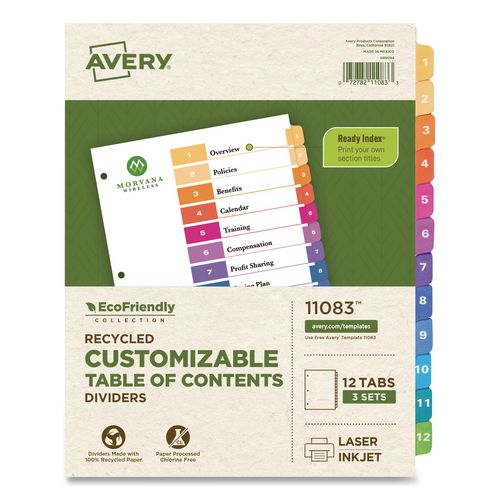 Avery® Customizable Table of Contents Ready Index Dividers with ...