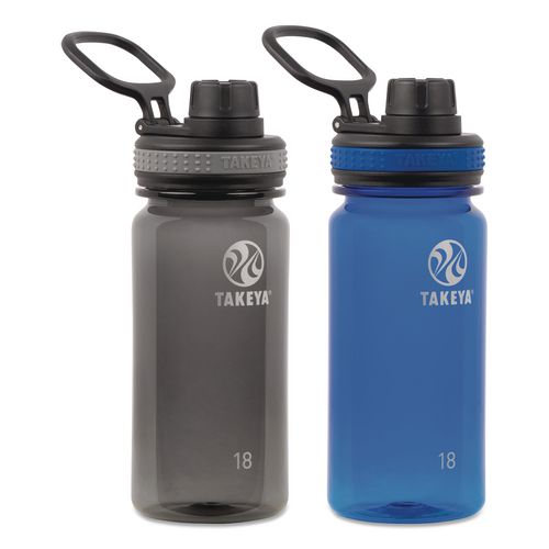 TAKEYA® Tritan Plastic Water Bottle, 18 oz, 1 Royal Bottle, 1 Black ...