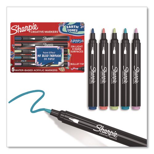 Sharpie® Creative Markers, Earth Tones, Bullet Tip, Assorted, 5/Pack ...