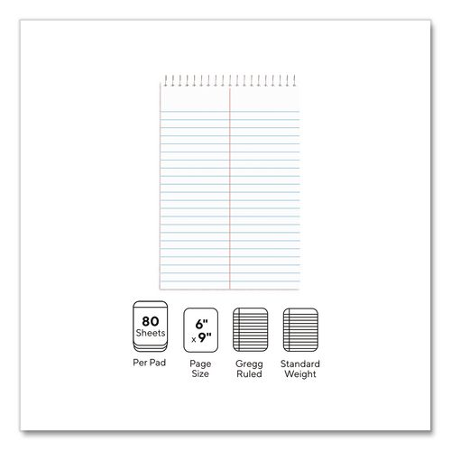 TRU RED™ 100% Recycled Steno Pads, Gregg Rule, (80) White 6 x 9 Sheets ...