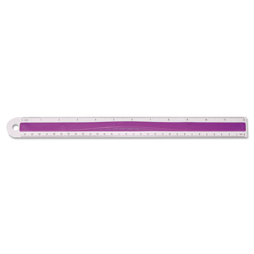 Plastic Ruler with Rubber Finger Grip, 12in/30cm, Assorted Translucent ...