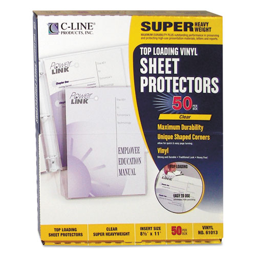 C-Line® Vinyl Sheet Protectors, Super Heavy-Duty, Side: 3-Hole Punched ...