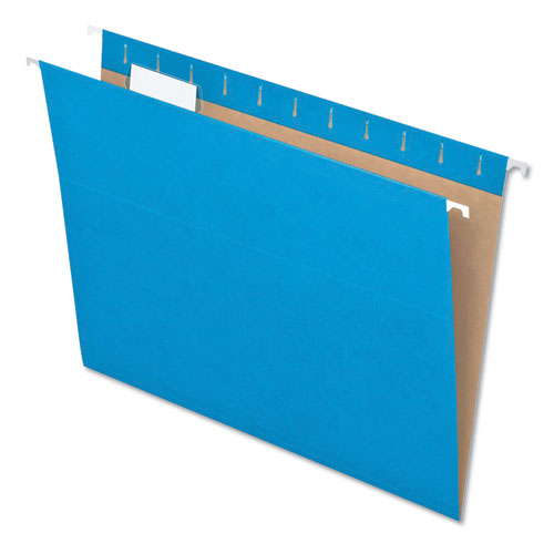 Colored Hanging Folders, Letter Size, 1/5-Cut Tab, Blue, 25/Box