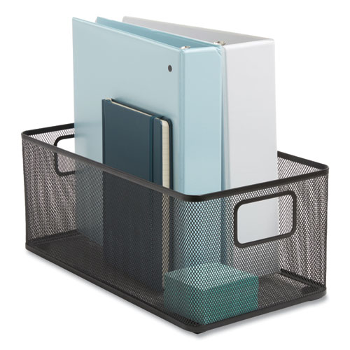 Wire Mesh Storage Box, 8.58" x 15.75" x 6.69", Black | Intivity