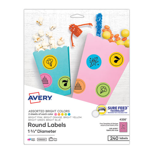 Printable Color Labels with Sure Feed and Easy Peel, 2 x 2.63, Assorted ...