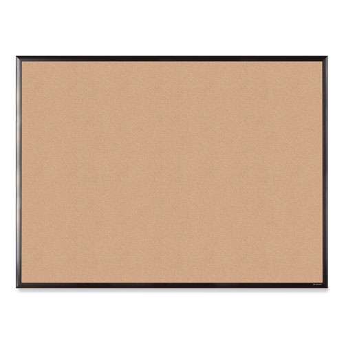 Cork Bulletin Board with Black Aluminum Frame, 47 x 35, Natural Surface