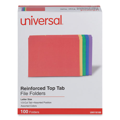 Reinforced Top-Tab File Folders, 1/3-Cut Tabs: Assorted, Letter Size, 1 ...