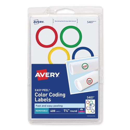 Printable Self-Adhesive Removable Color-Coding Labels, 1.25" dia ...