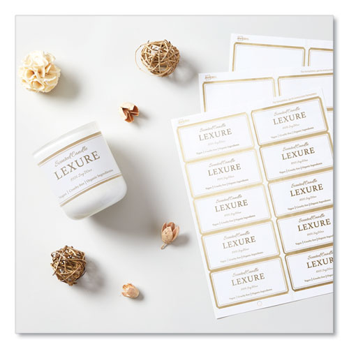 White Easy Peel Mailing Labels with Metallic Border, Inkjet/Laser ...