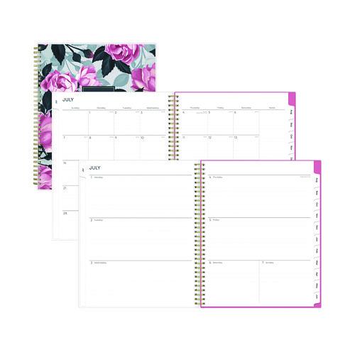 Roosevelt Pink Academic Weekly/Monthly Planner, Floral Artwork, 11" x 8 ...