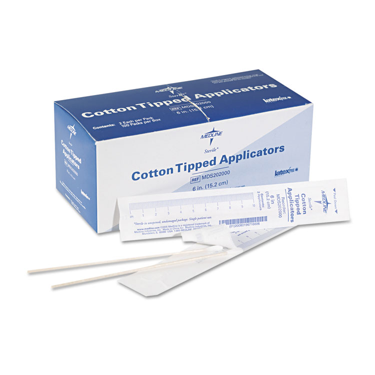 MIIMDS202000 | Medline MDS202000 Cotton-Tipped Applicators, 6", 100 ...