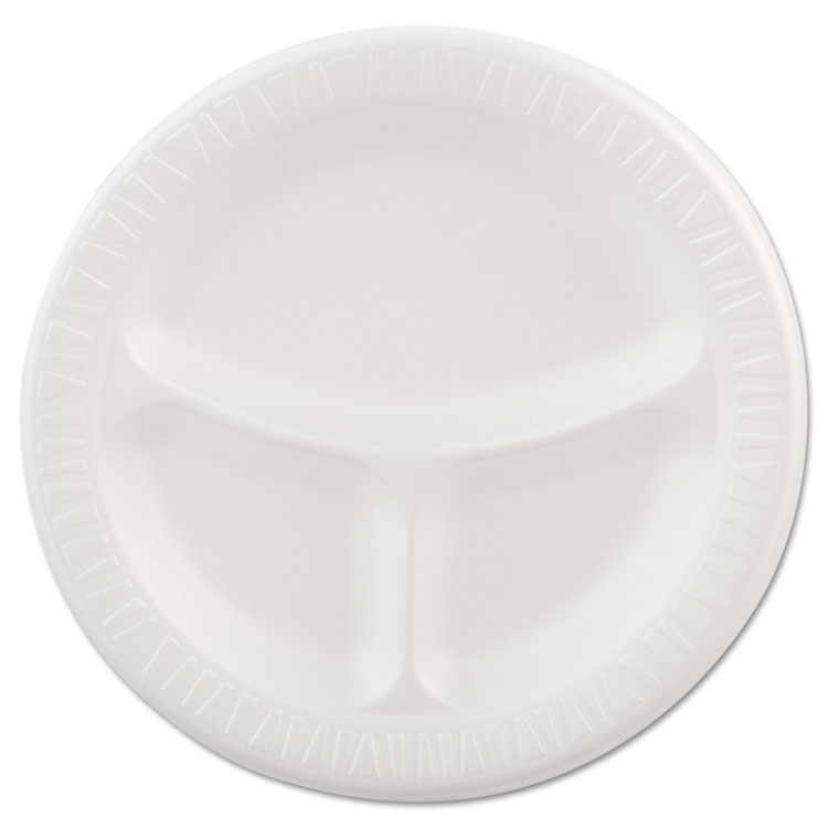 Laminated Foam Plates, 3-Compartment, 9" dia, White, 125/Pack, 4 Packs ...